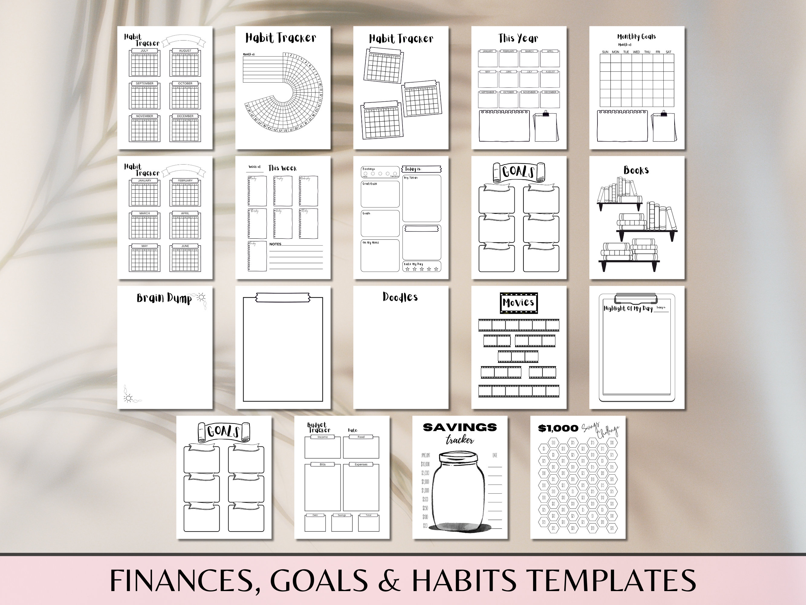 Plantillas imprimibles para Bullet Journal anual (tamaño carta, A4, A5 ...