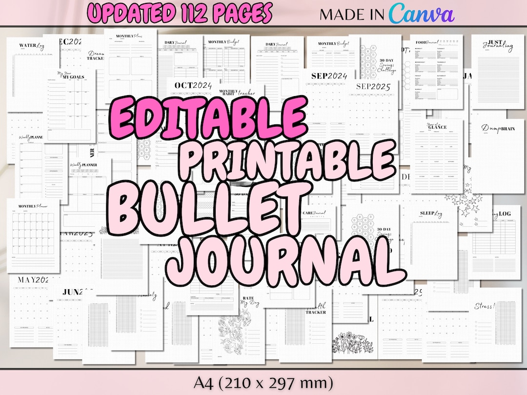 Editable Printable Bullet Planner Bujo Printables Bujo Spread Journal ...