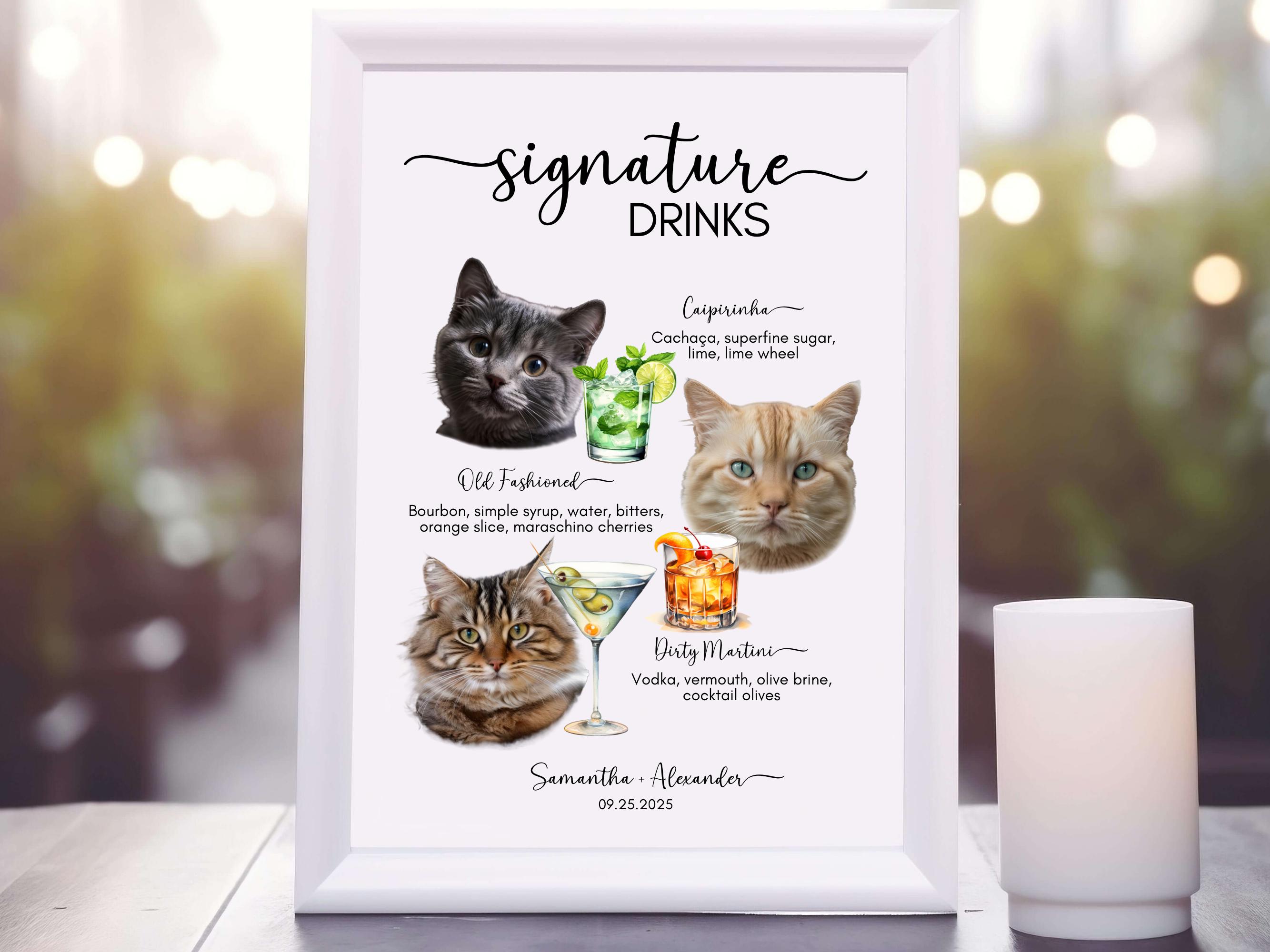 Custom Cat Signature Drink Menu Pet Signature Drink Sign Personalized ...