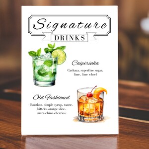 Featured Signature Drink Sign Bar Menu Template Minimalist Printable ...