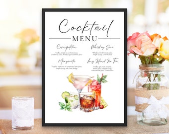 Featured Signature Drink Sign Bar Menu Template Minimalist Printable ...