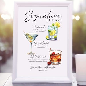 Custom Signature Drink Menu Personalize Cocktail Wedding Bar Menu Sign ...