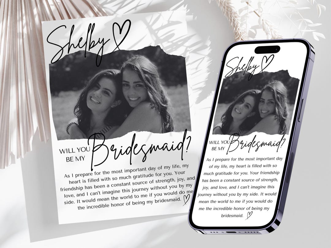 Bridesmaid Proposal, Editable Bridesmaid Proposal Printable Text ...