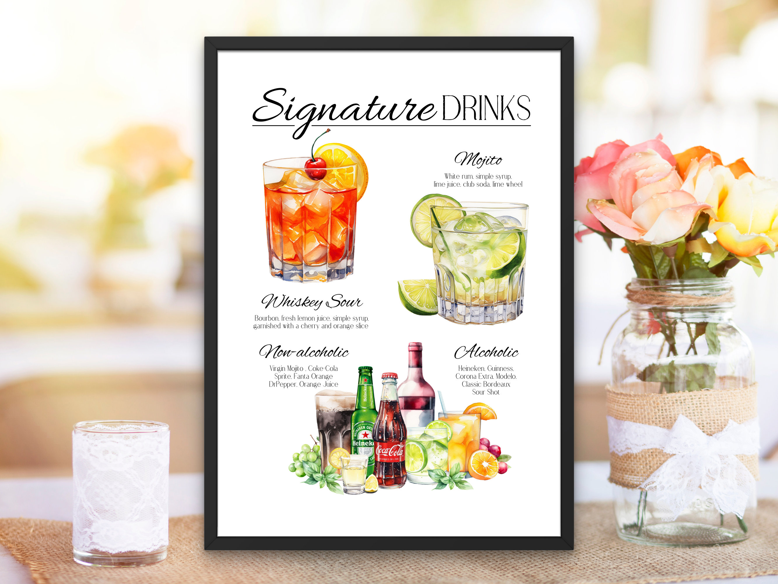 Featured Signature Drink Sign Bar Menu Template Minimalist - Etsy