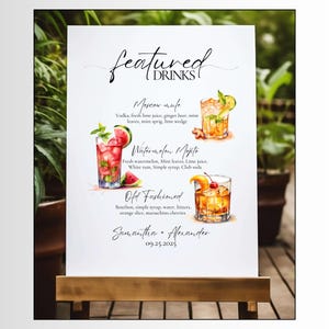 Custom Signature Drink Menu Personalize Cocktail Wedding Bar Menu Sign ...