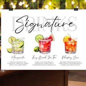 Featured Signature Drink Sign Bar Menu Template Minimalist Printable ...