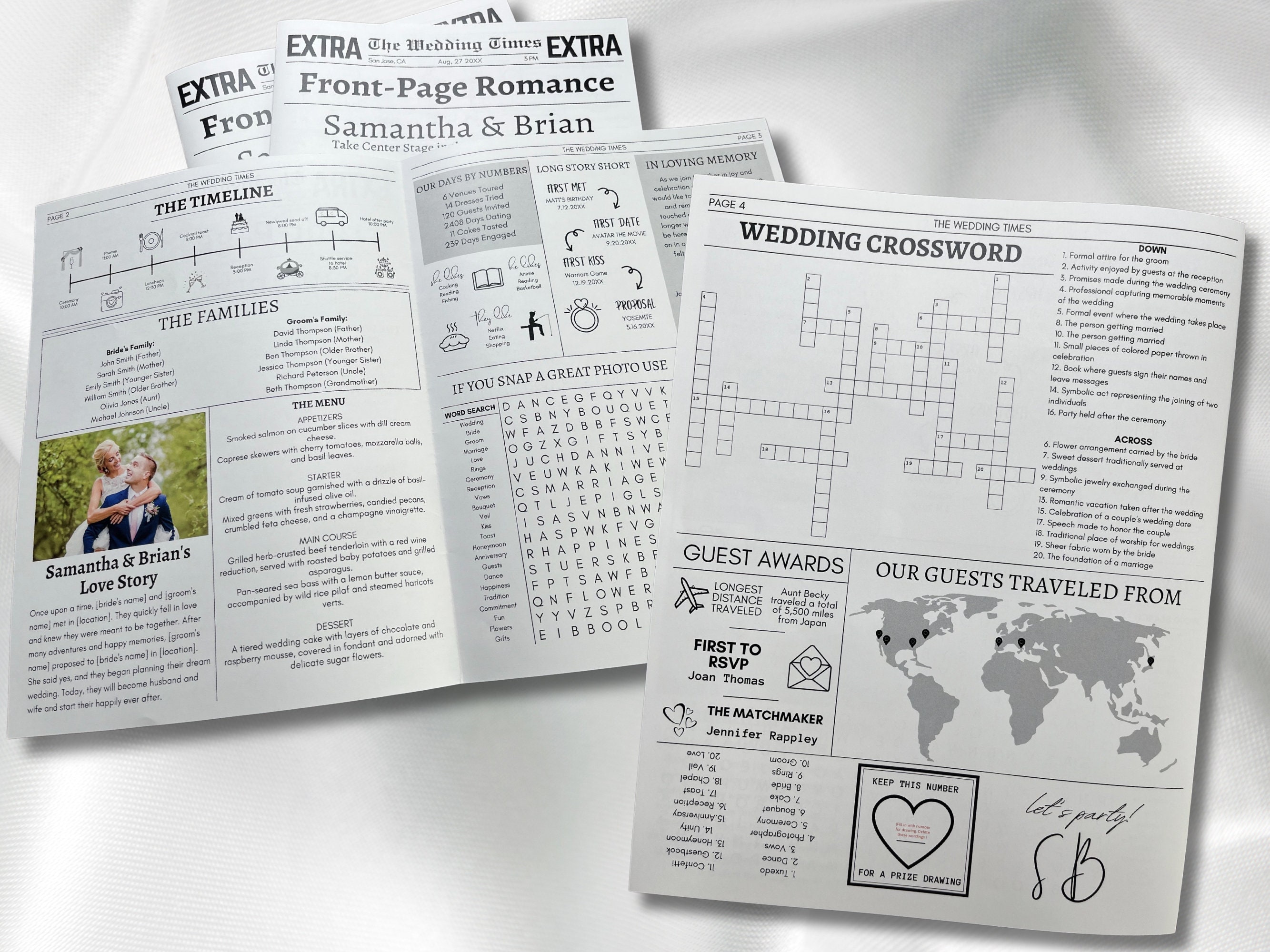 Folded Newspaper Wedding Program Template Printable Wedding - Etsy