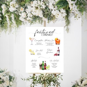 Featured Signature Drink Sign Bar Menu Template Minimalist Printable ...