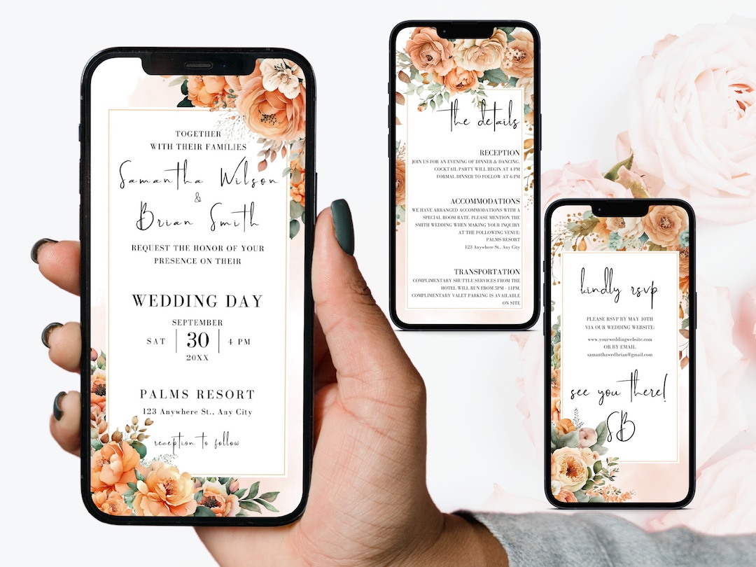 Digital Wedding Invitation, Online Invitation Template, Eco-friendly E ...