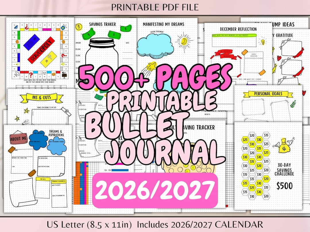 2026 Bullet Journal Printable Bujo Journal Pages Daily Week Month ...