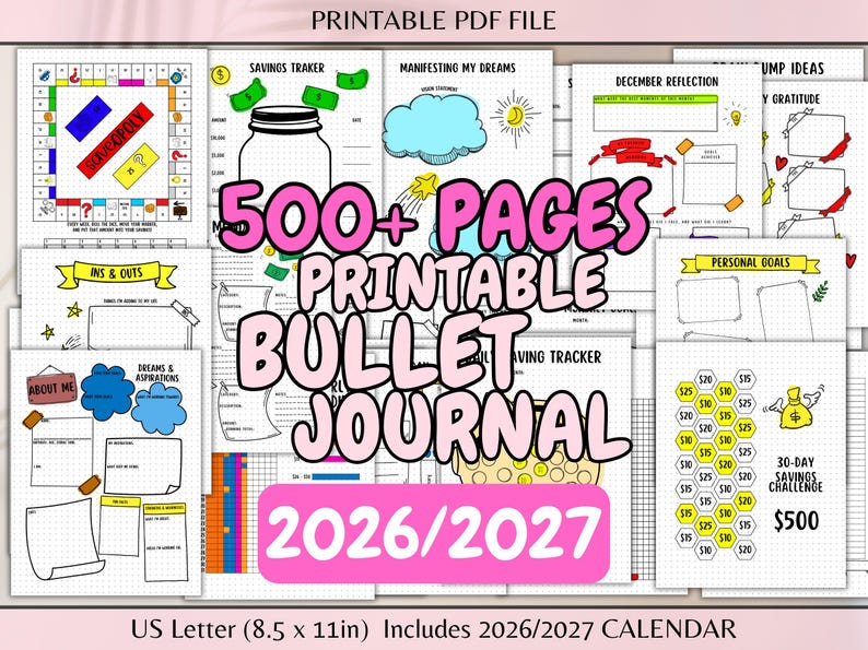 2026 Bullet Journal Printable Bujo Journal Pages Daily Week Month ...