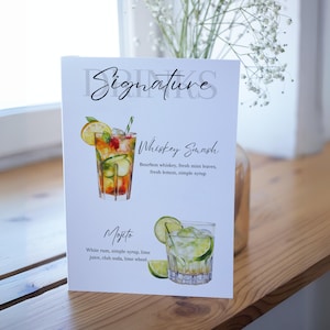Featured Signature Drink Sign Bar Menu Template Minimalist Printable ...