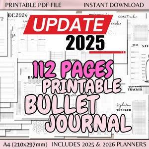 Printable Yearly Bullet Journal Bujo Spread A4 Size Daily Weekly ...