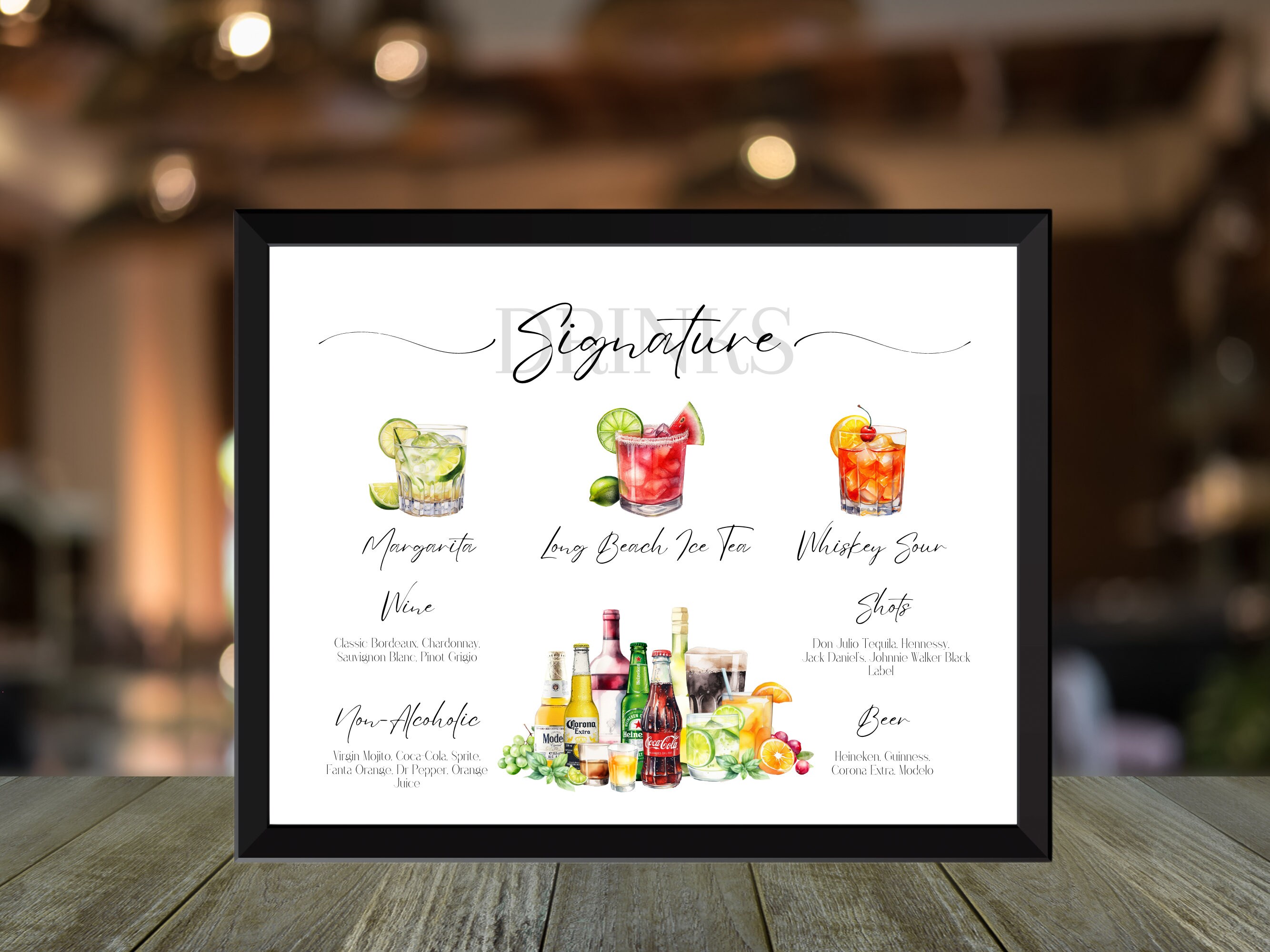Featured Signature Drink Sign Bar Menu Template Minimalist - Etsy