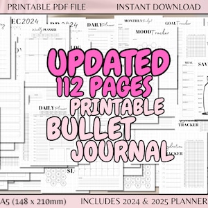 Printable Yearly Bullet Journal Bujo Spread A5 Size Daily Weekly ...