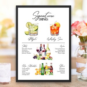 Featured Signature Drink Sign Bar Menu Template Minimalist Printable ...