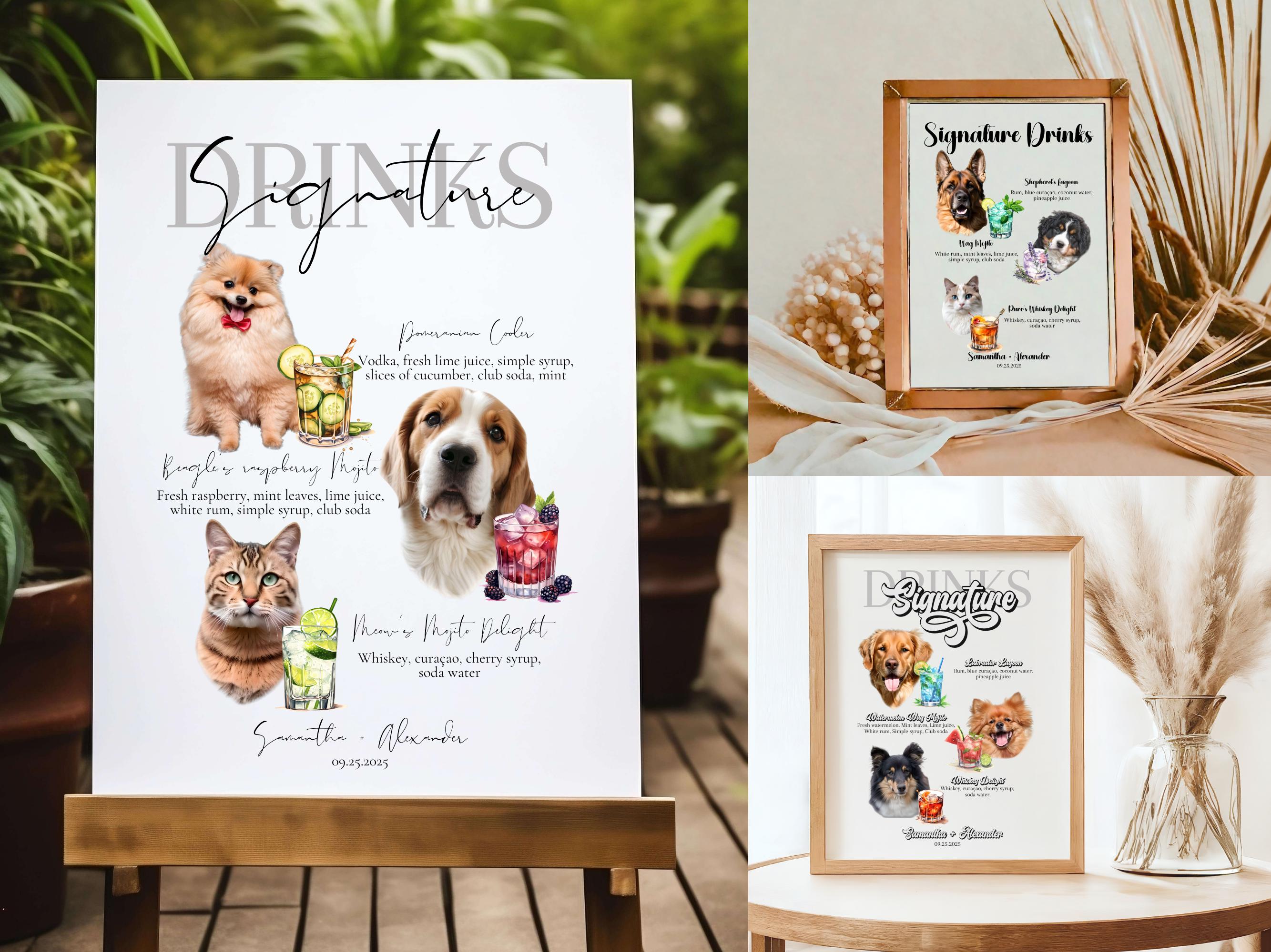 Custom Dog Signature Drink Menu Pet Signature Drink Sign Personalized ...