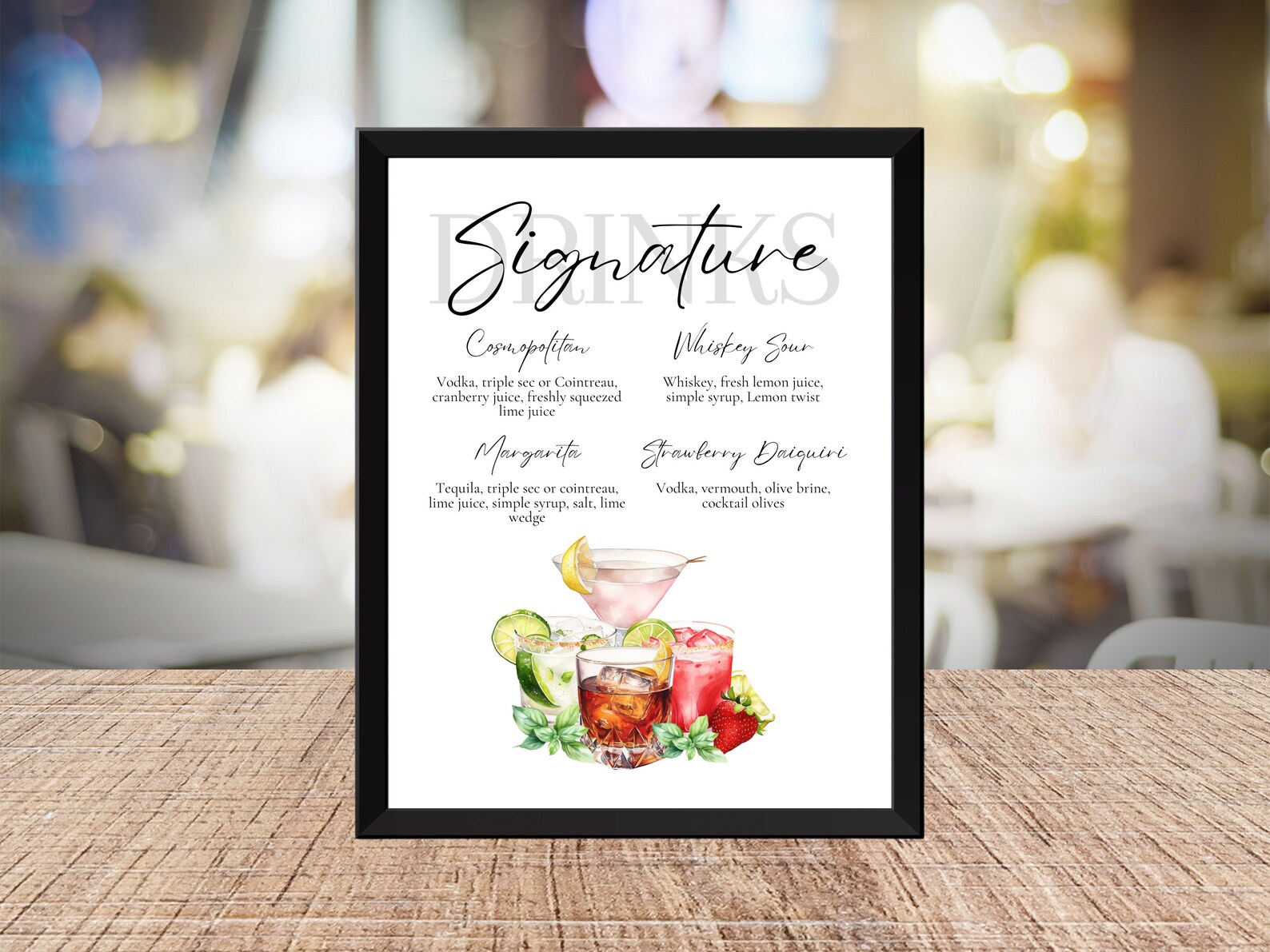 Featured Signature Drink Sign Bar Menu Template Minimalist Printable ...