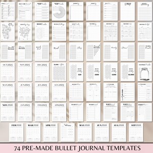 Editable Yearly Bullet Journal Templates Bujo US Letter A4 A5 Classic ...