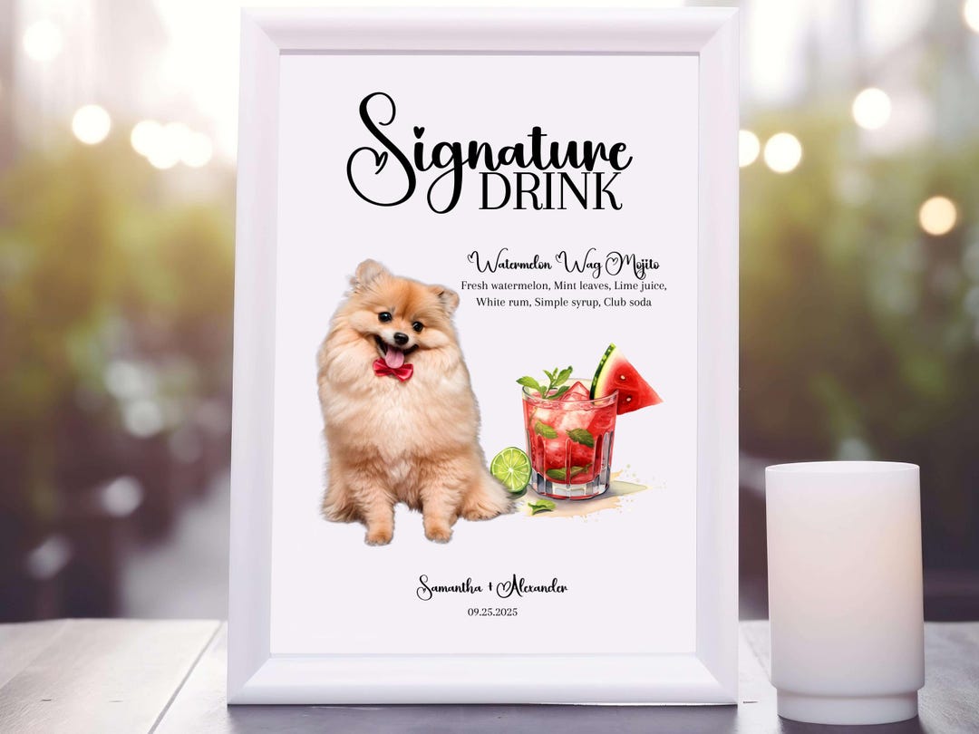 Custom Dog Signature Drink Menu Pet Signature Drink Sign Personalized ...