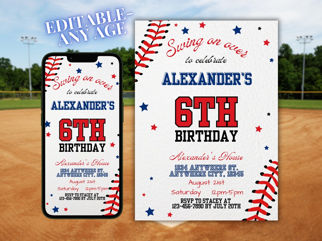 Baseball Invitation, Editable Birthday Invitation, Baseball Invite ...