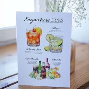 Featured Signature Drink Sign Bar Menu Template Minimalist Printable ...