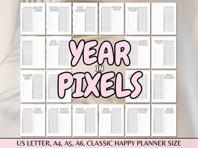 Printable Yearly Bullet Journal Bujo US Letter A4 A5 A6 Classic Planner ...