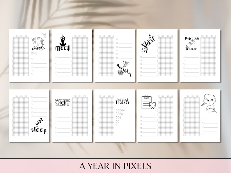 Plantillas editables de Bullet Journal anuales Bujo US Letter A4 A5 A6 ...