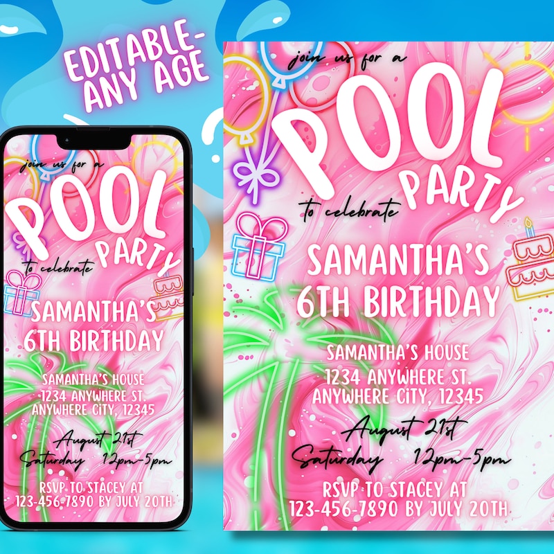 Pool Party Invite - Etsy