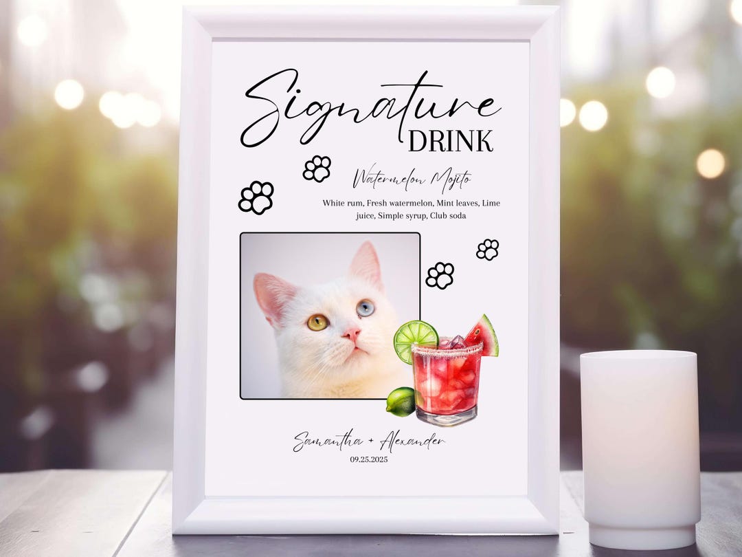 Editable Cat Drink Menu Template, Pet Signature Cocktail Sign, Cat ...