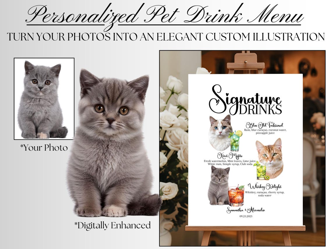 Custom Cat Signature Drink Menu Pet Signature Drink Sign Personalized ...