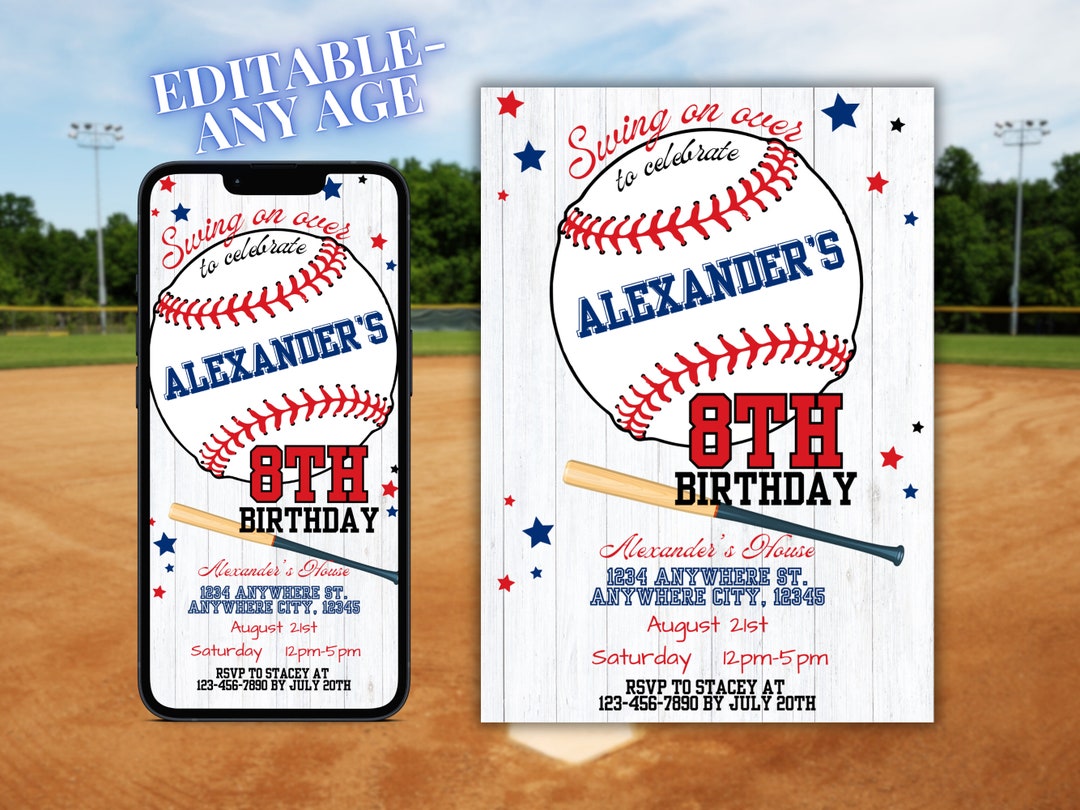 Baseball Invitation, Editable Birthday Invitation, Baseball Invite ...