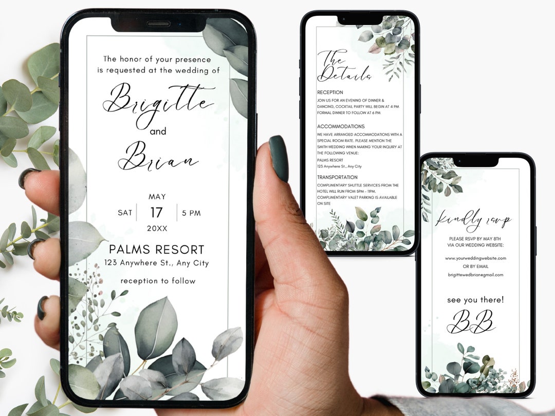 Digital Wedding Invitation Online Invitation Template Eco-friendly E ...