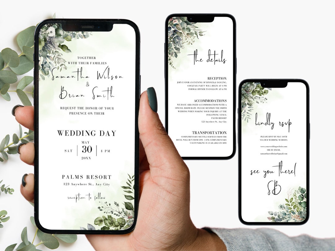 Digital Wedding Invitation Online Invitation Template Eco-friendly E ...