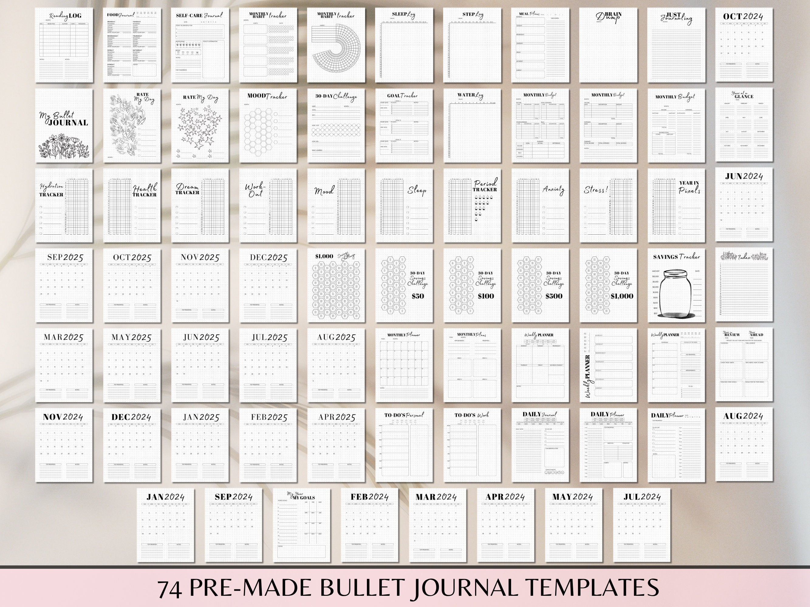 Printable Bullet Journal Premade Bujo Template Premade Journal US ...