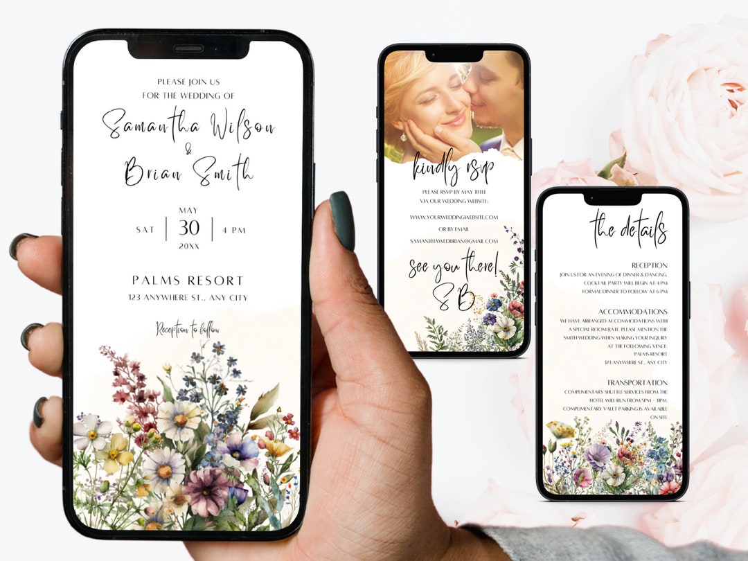 Digital Wedding Invitation, Online Invitation Template, Eco-friendly E ...