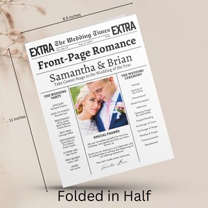 Folded Newspaper Wedding Program Template Printable Wedding Programs ...