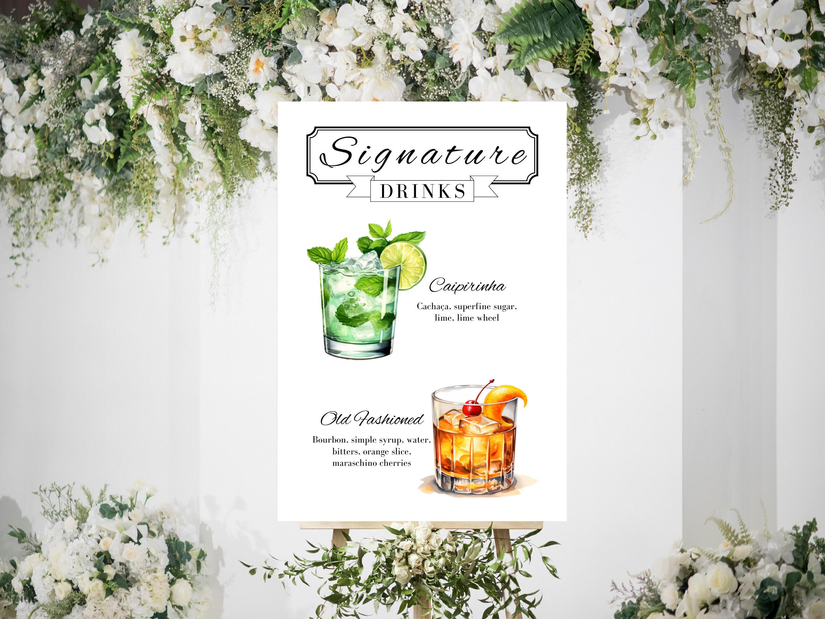 Featured Signature Drink Sign Bar Menu Template Minimalist Printable ...
