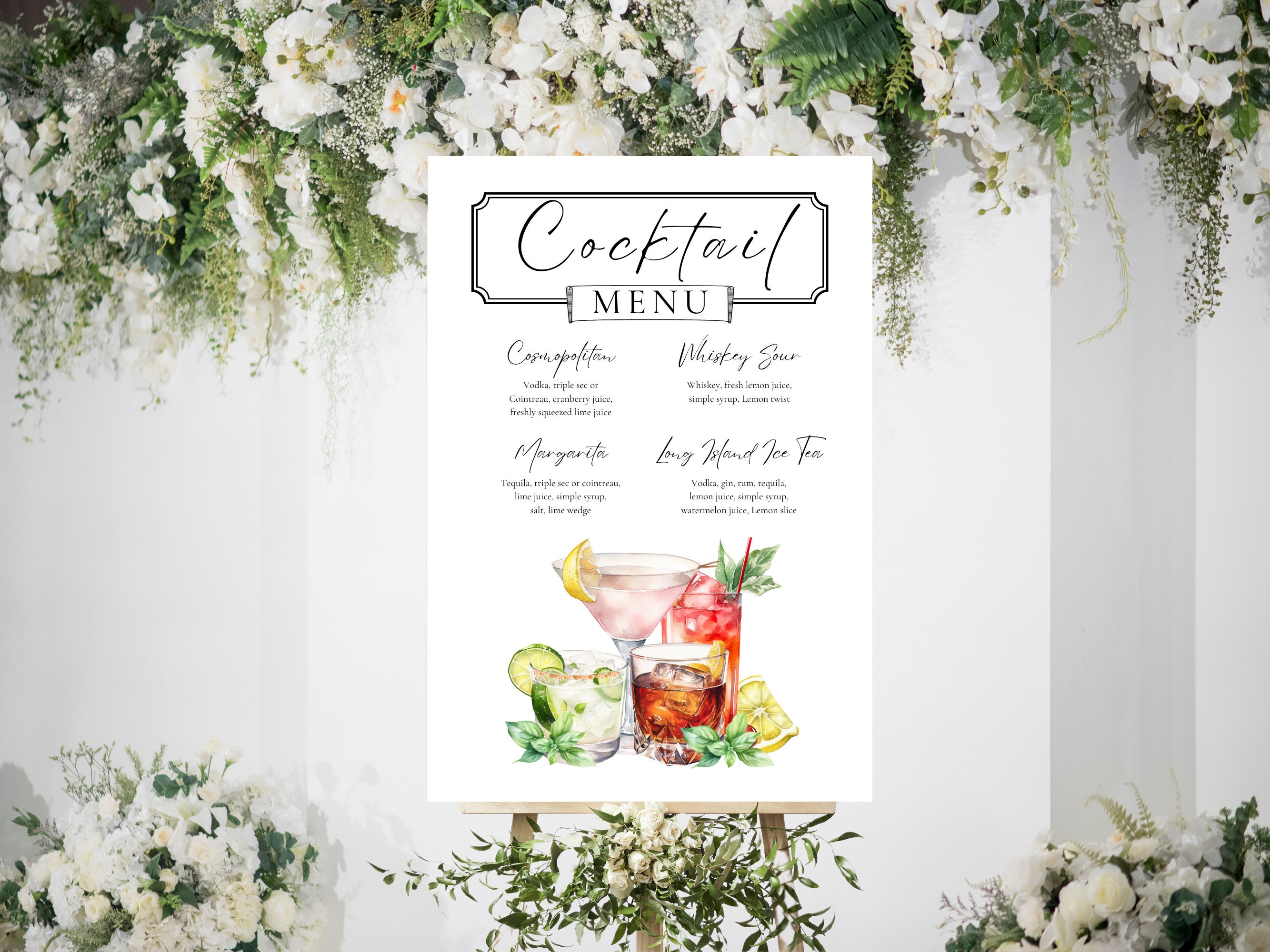 Featured Signature Drink Sign Bar Menu Template Minimalist Printable ...