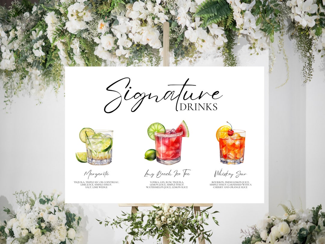 Featured Signature Drink Sign Bar Menu Template Minimalist Printable ...