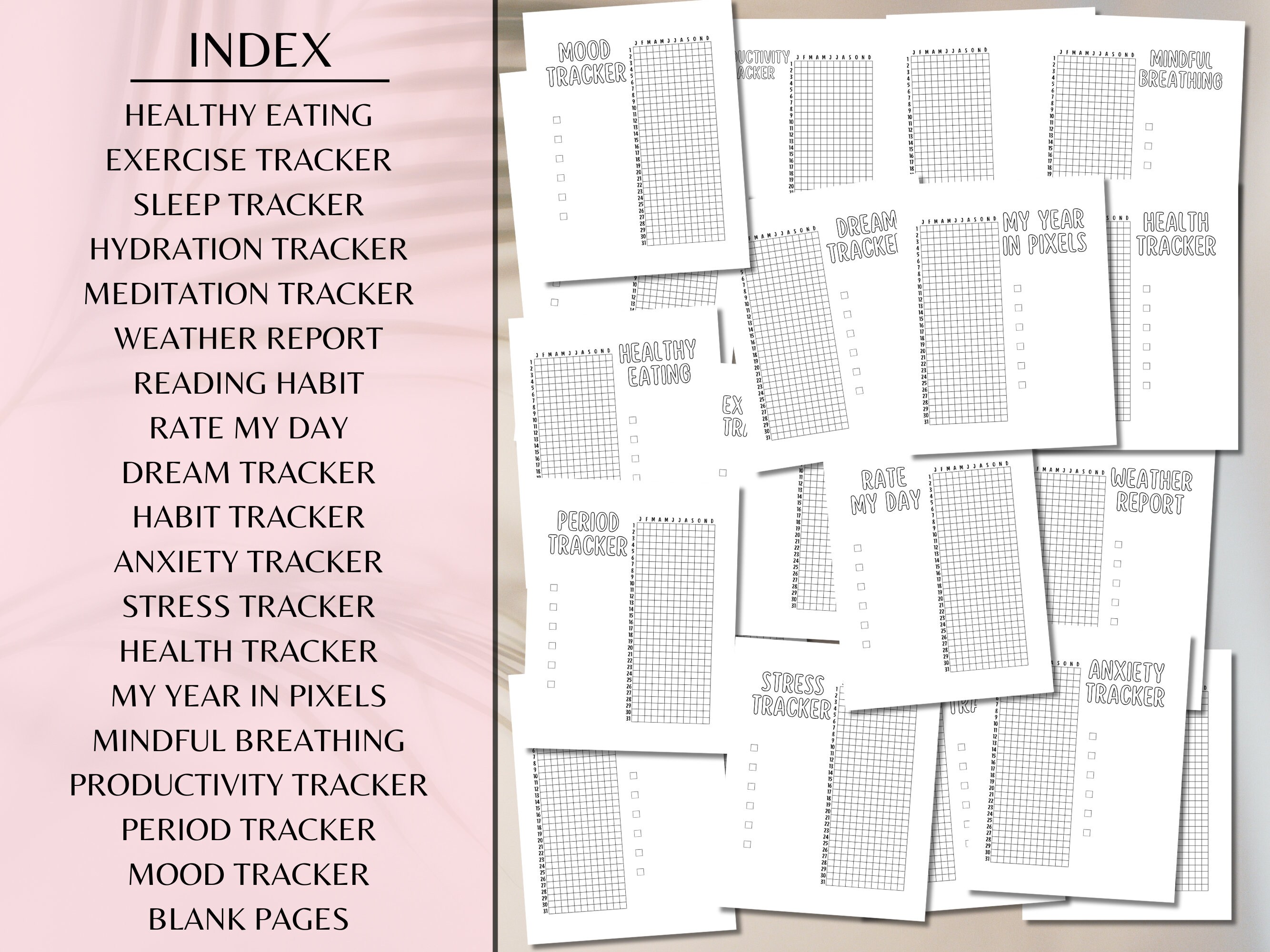 Printable Yearly Bullet Journal Bujo US Letter A4 A5 A6 Classic Planner ...