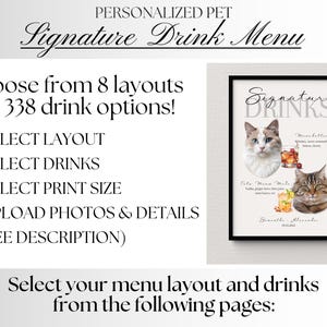 Custom Cat Signature Drink Menu Pet Signature Drink Sign Personalized ...