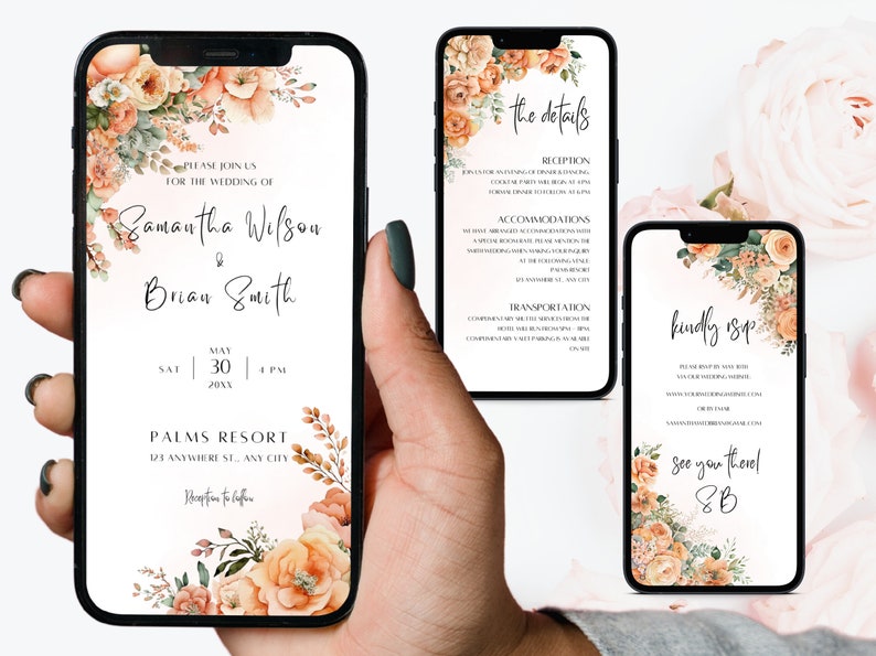 Digital Wedding Invitation, Online Invitation Template, Eco-friendly E ...