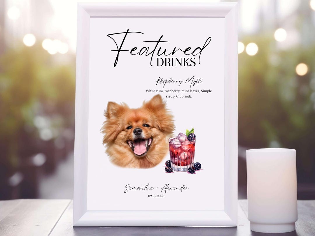 Custom Dog Featured Drink Menu Pet Featured Drink Sign Personalized Bar ...