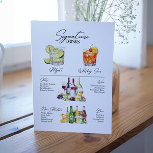 Featured Signature Drink Sign Bar Menu Template Minimalist Printable ...