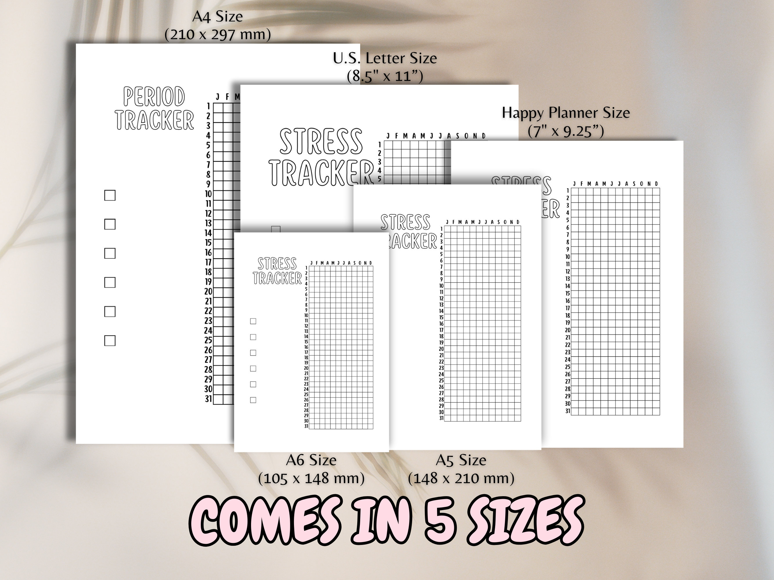 Printable Yearly Bullet Journal Bujo US Letter A4 A5 A6 Classic Planner ...