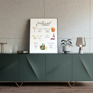 Featured Signature Drink Sign Bar Menu Template Minimalist Printable ...