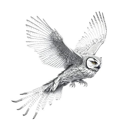 Flying Owl Pencil Drawing Digital Download Wall Art Poster Screensaver ...