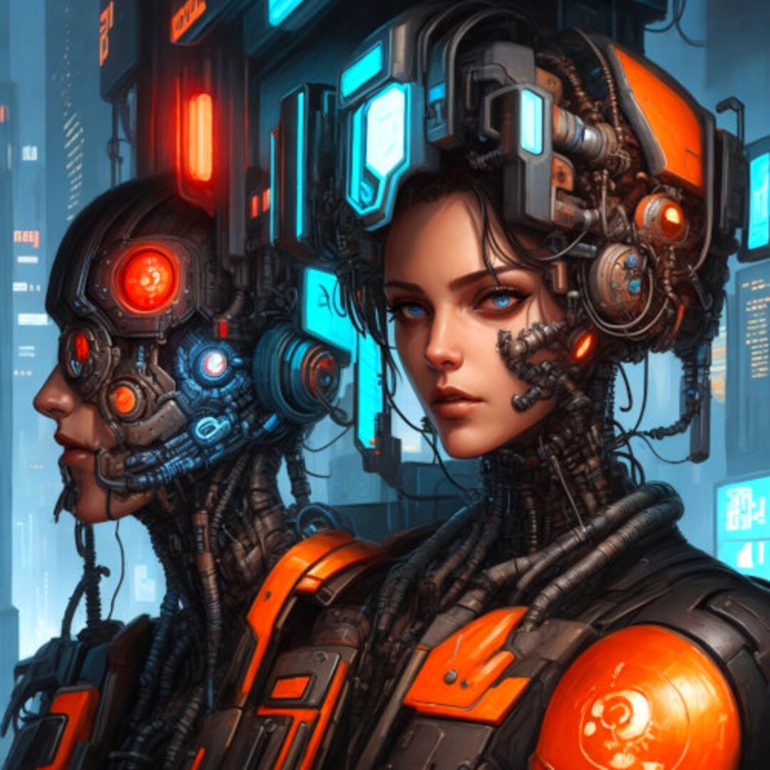 Cyberpunk Fantasy Digital Art Downloadable Poster Wall Clip Art ...
