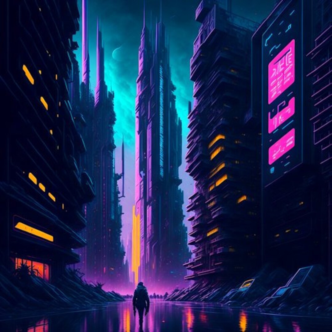 Cyberpunk Jungle Watercolour Digital Art Download Wall Art Home Decor ...